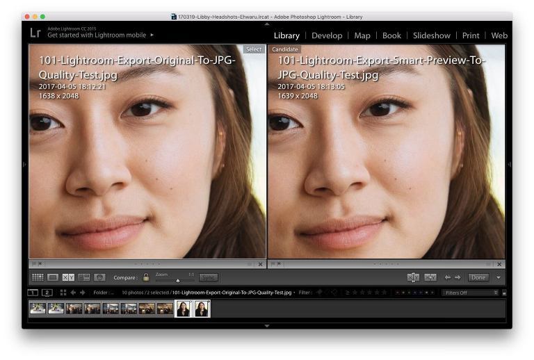 Exporting JPGs from Lightroom Smart Previews VS Originals