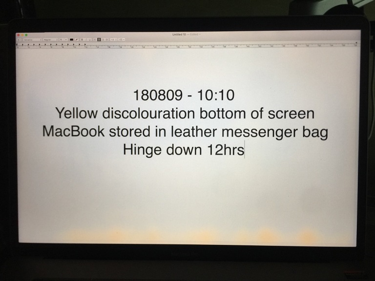 Macbook Pro Screen Discoloration/Spots (15" 2017 Touch Bar)