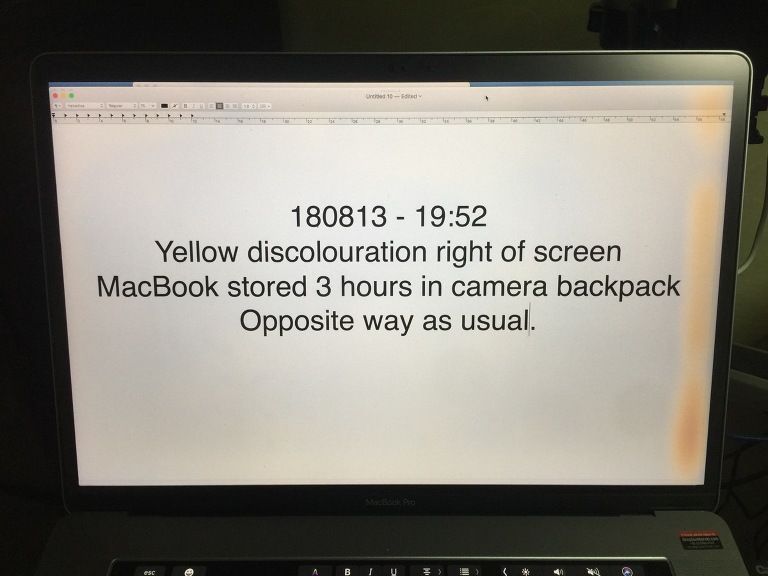 Macbook Pro Screen Discoloration/Spots (15" 2017 Touch Bar)